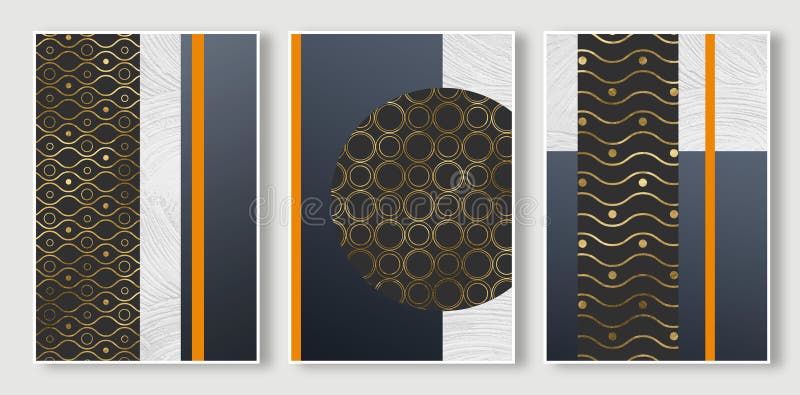 Modern Simple Orange Three-dimensional Geometric Pattern Art Triptych ...