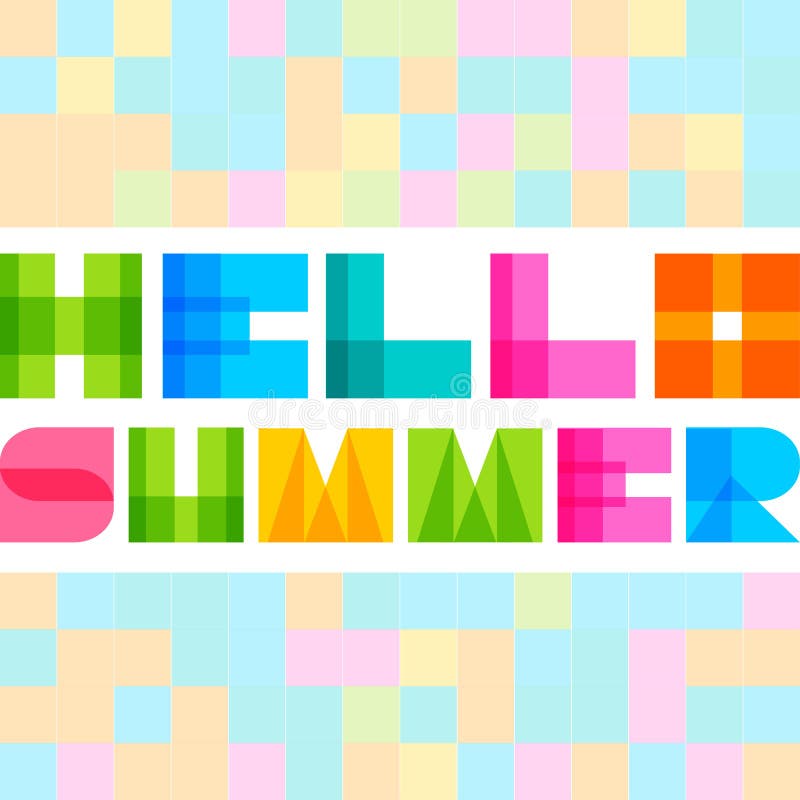 Modern Simple Rectangle Colorised Letters. Hello Summer Concept Stock ...