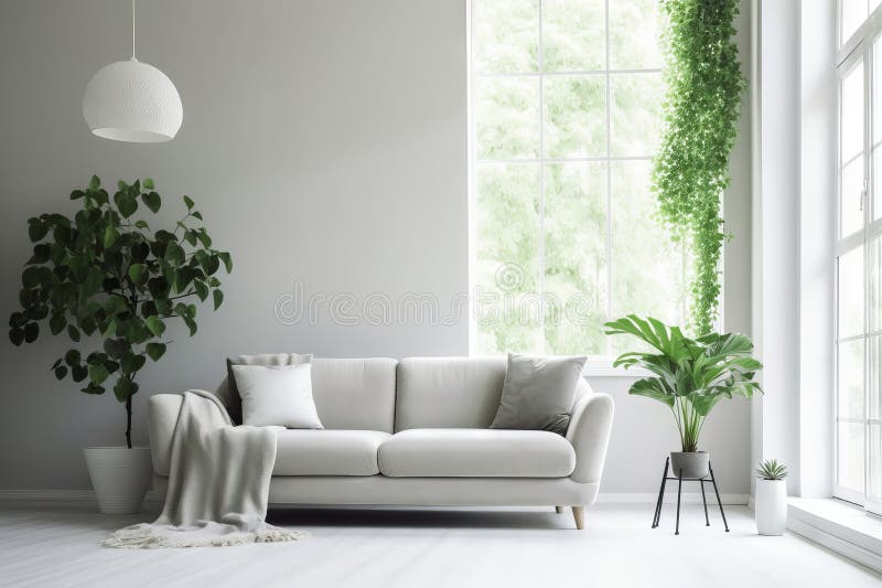 Modern Simple Room with Monochromatic Color Stock Illustration ...