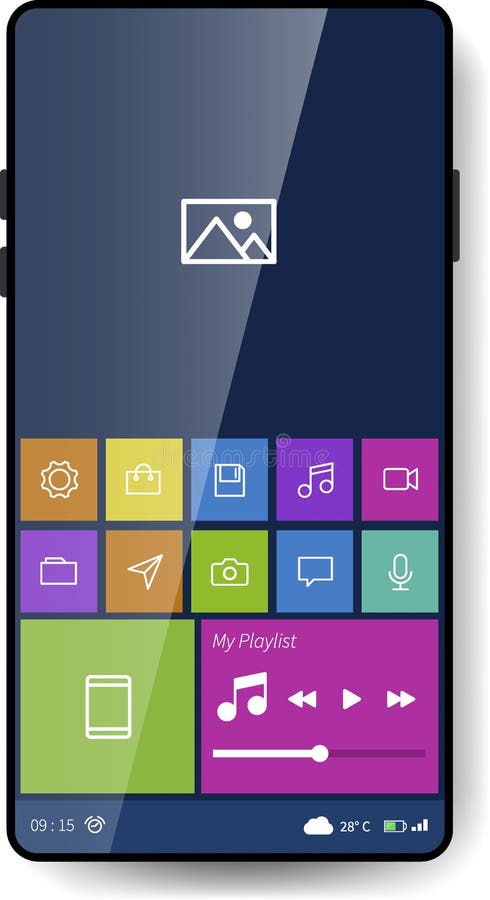Modern Simple User Interface Home Screen Design with Colorful Tiles ...