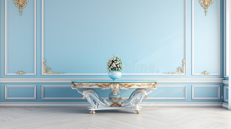 Modern Simple Walls and Elegant, Comfortable Tables. 3D Art Background ...
