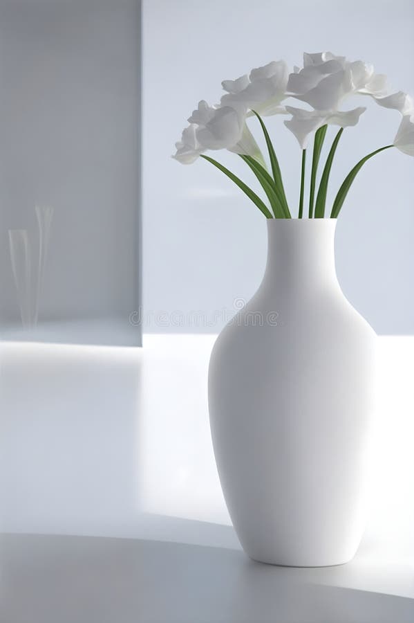 Modern Simplicity: White Vase in Interior Design Stock Illustration - Illustration of floral ...