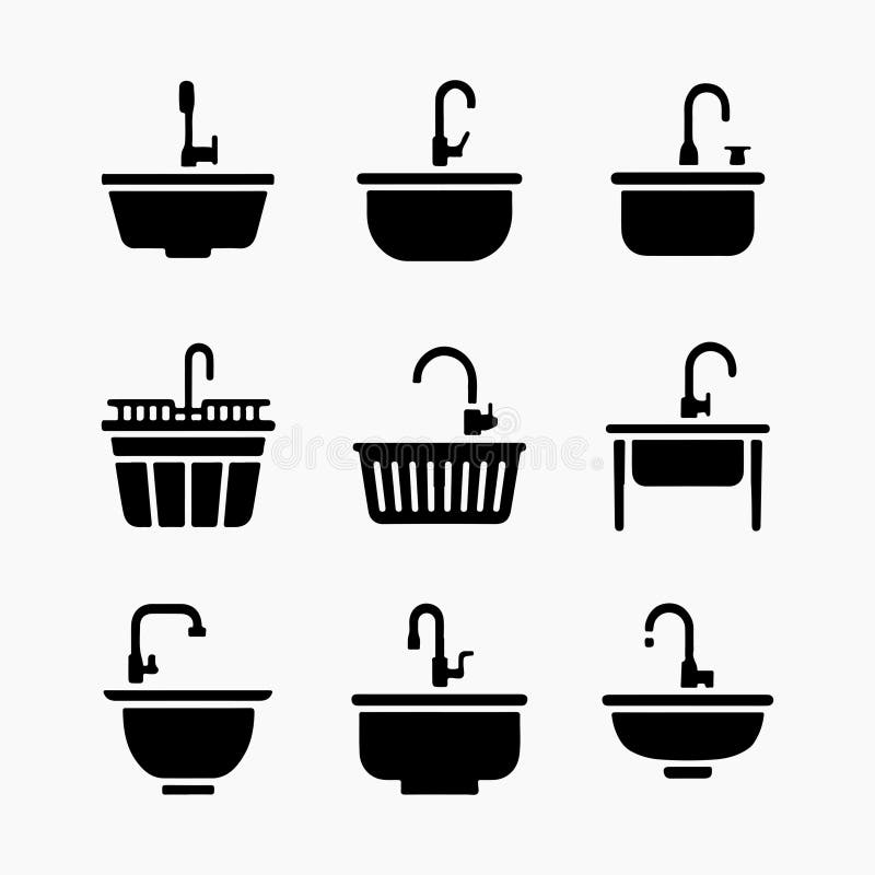 Sink Icon Set Stock Illustrations – 14,679 Sink Icon Set Stock ...