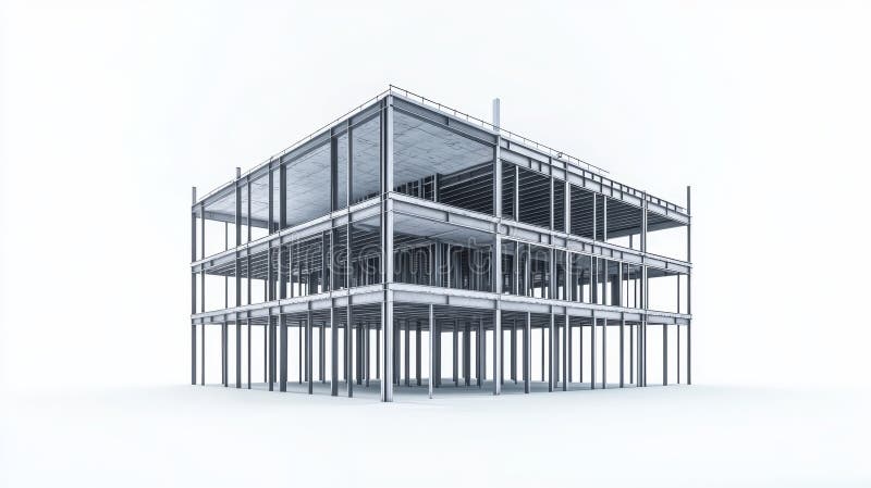Modern Skeletal Building Structure Under Construction with Exposed ...