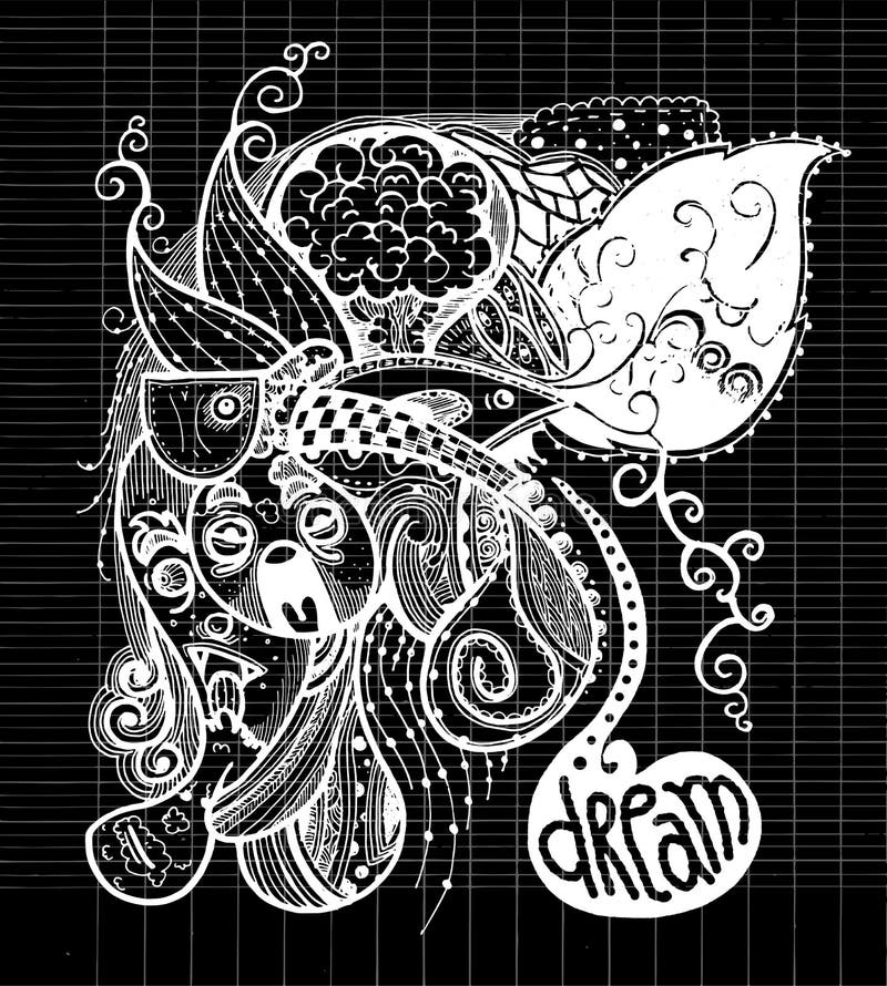 Modern Sketchy Style Image of Bad Dream Stock Vector - Illustration of ...