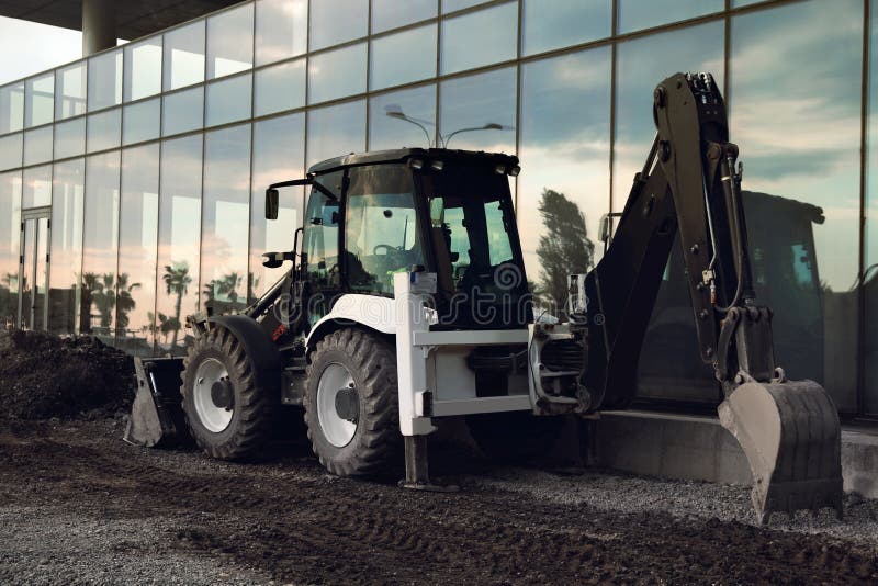 Modern Skid Loader on Construction Site Outdoors Stock Image - Image of ...