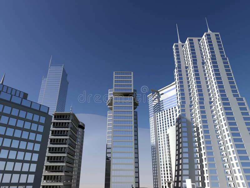 Stadsutrymme, Solnedgång I En Modern Stad, Miljökarta Arkivfoto - Bild ...