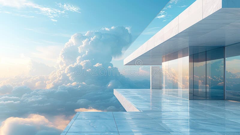 Modern Sky Terrace - Generative Ai Stock Illustration - Illustration of ...