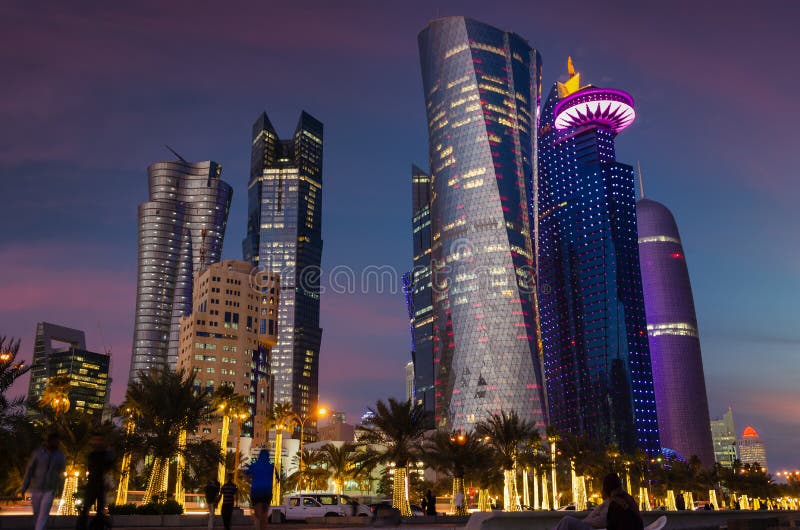 Doha city, Qatar at night stock photo. Image of doha - 68268890