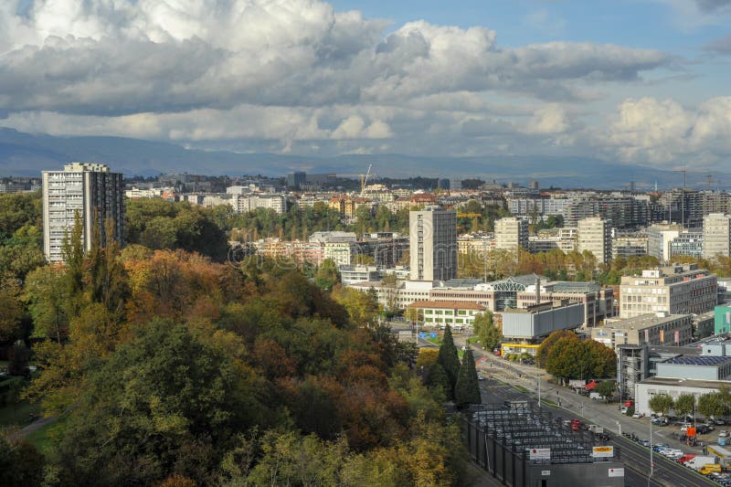 The Modern Skyline of Geneva on Switzerland Editorial Stock Photo ...