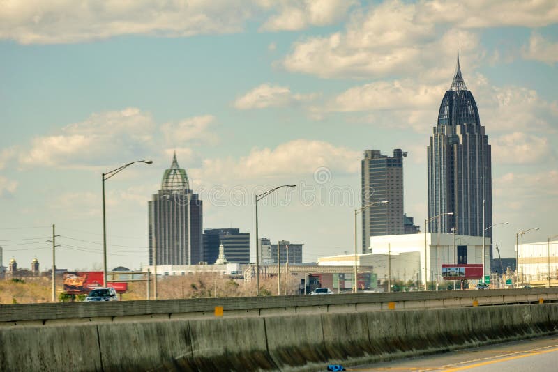 Modern Skyline of Mobile, Alabama, View from the Interstate Editorial ...
