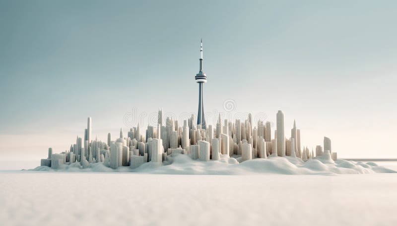 Modern Skyline Shapes Bright Cityscape Backdrop in Digitally Generated ...