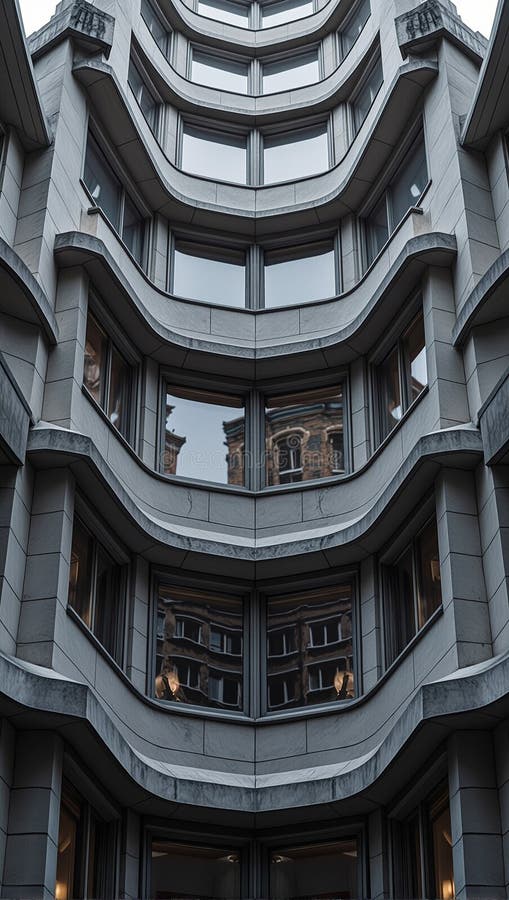 Modern Skyscraper with Angular Overhangs and Recessed Windows Playing ...