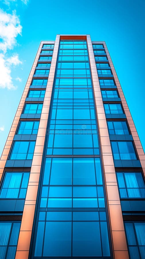 Modern Skyscraper with Blue Glass Facade.Azure Heights Stock ...