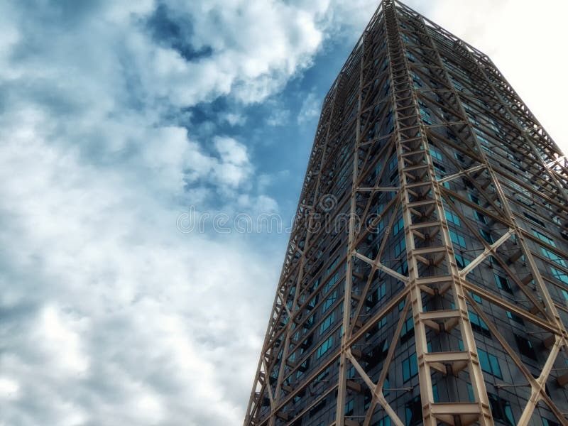 Modern skyscraper building stock photo. Image of fira - 235709916