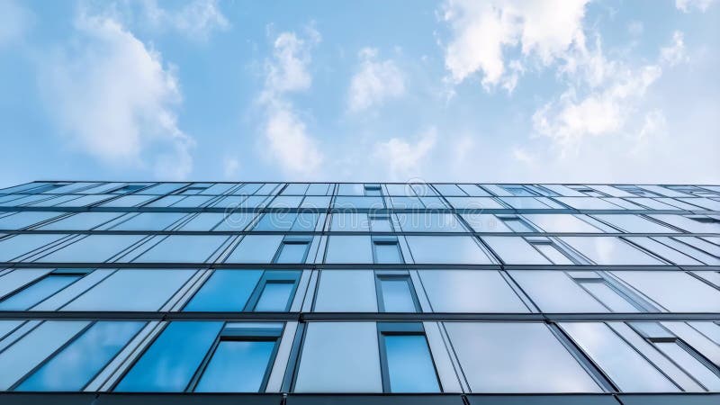 Modern Skyscraper Building Over Clear Blue Sky Background Stock Footage ...