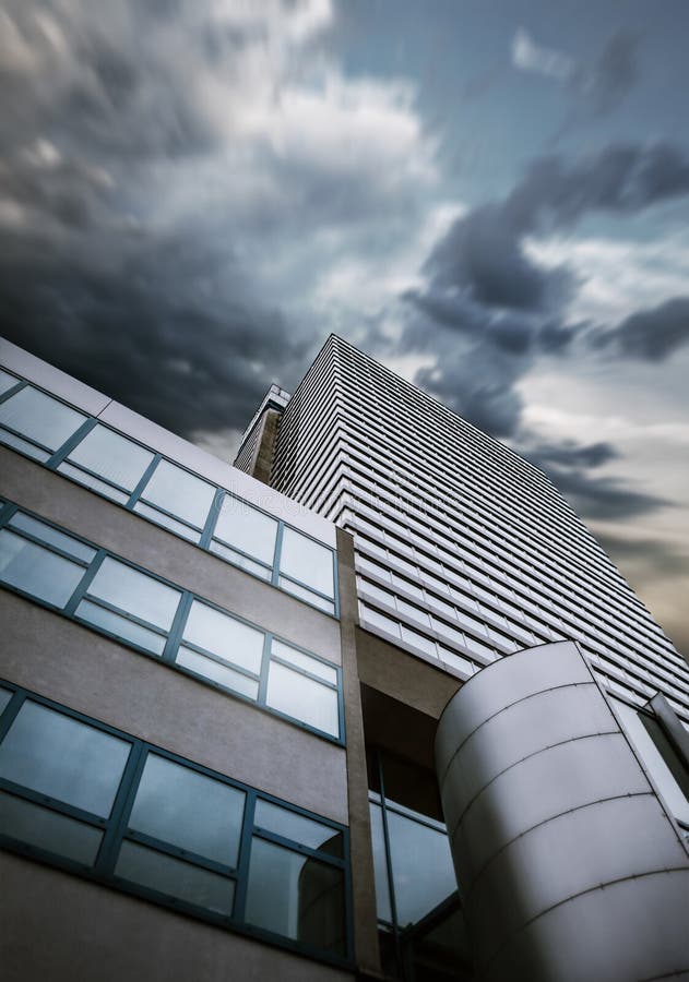 Modern Skyscraper Business Building Stormy Sky Background Stock Image ...