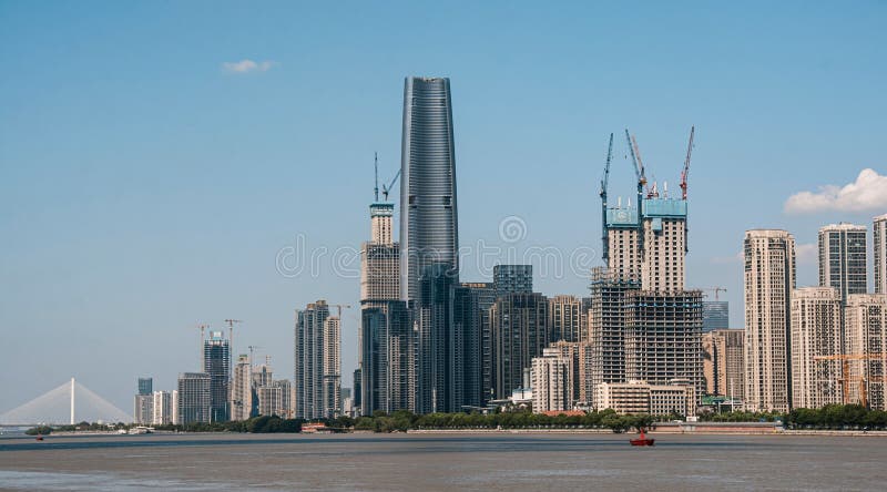 Modern Skyscraper Complex Under Construction Along the Yangtze River in ...
