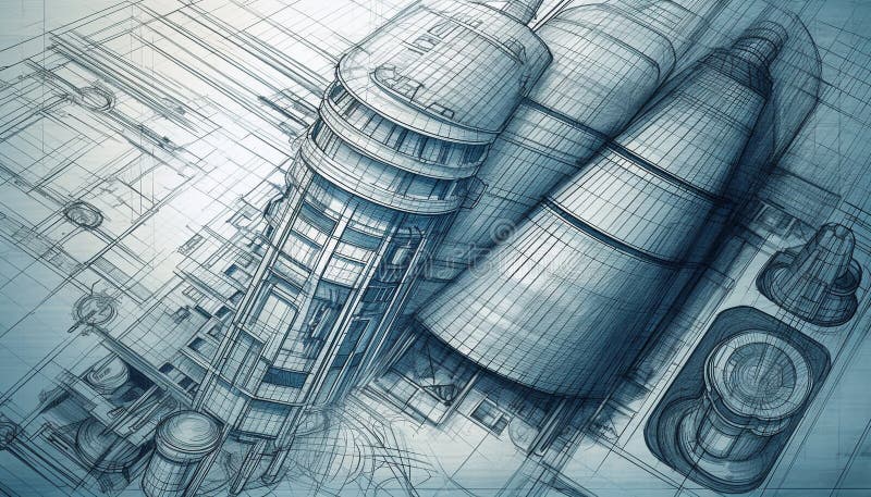 Modern Skyscraper Design Blueprint To Built Structure, Futuristic ...