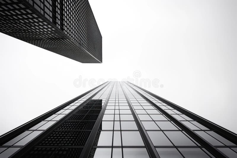 Modern Skyscraper Facade in Black-and-white Tones from Below View ...