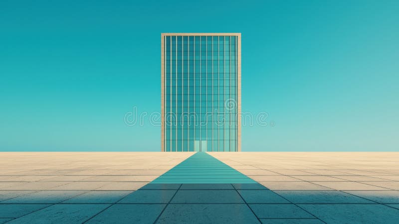 A Modern Skyscraper with a Glass Facade and a Blue Sky Backdrop. Stock ...