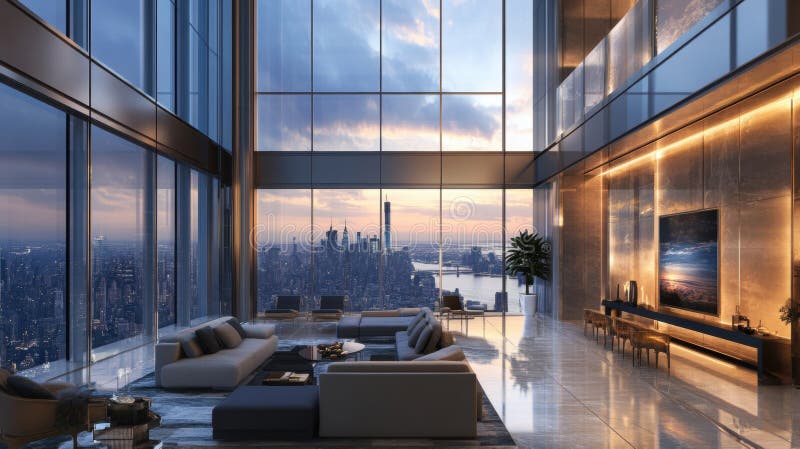 Modern Skyscraper Interior Emphasizing Advanced Architectural and Tech ...