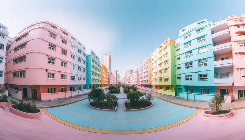 The Modern Skyscraper Multi Colored Facade Brightens the Urban Skyline ...