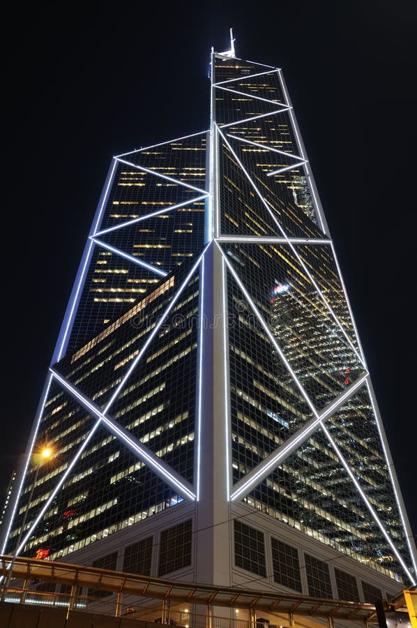 Modern skyscraper at night stock photo. Image of tower - 8877164