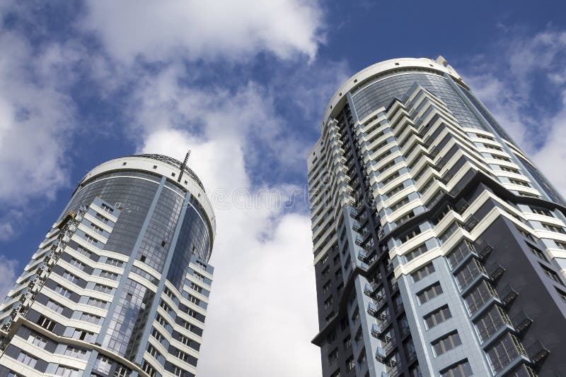 Modern Skyscraper Perspective Ground View on Sky Background Stock Photo ...