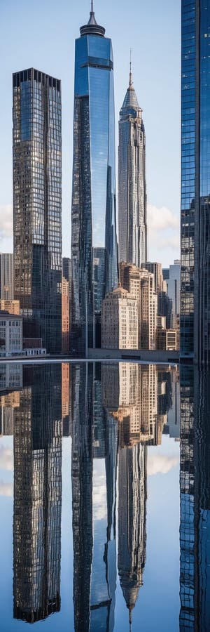Modern Skyscraper Reflections in Abstract Style Creating a Mirrored Cityscape Effect Stock ...
