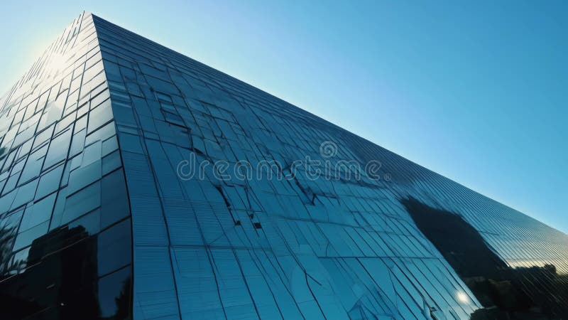Modern Skyscraper with Reflective Glass Surface, Showcasing Geometric ...