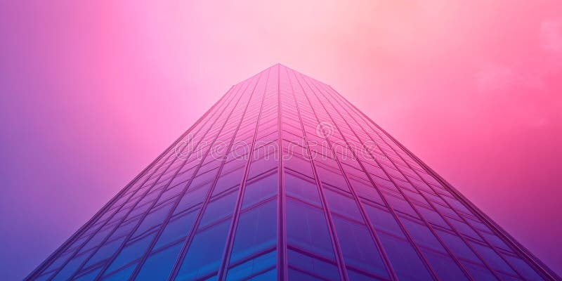 Modern Skyscraper with Reflective Glass Windows Against a Vibrant ...