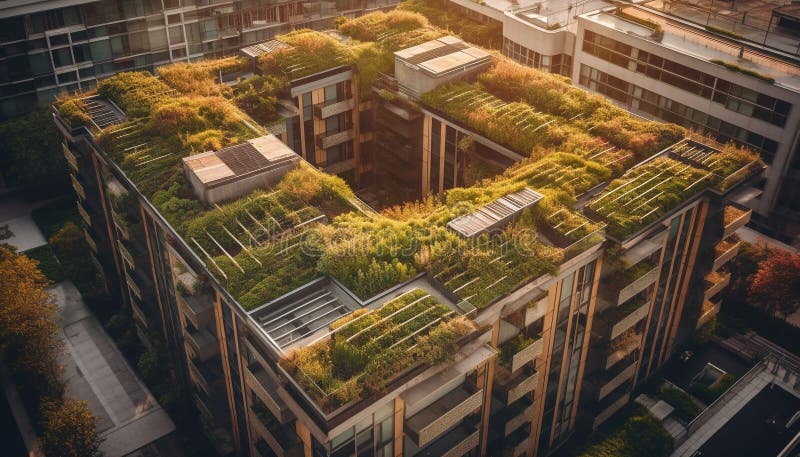 Modern Skyscraper Reflects Urban Skyline at Dusk Generated by AI Stock ...