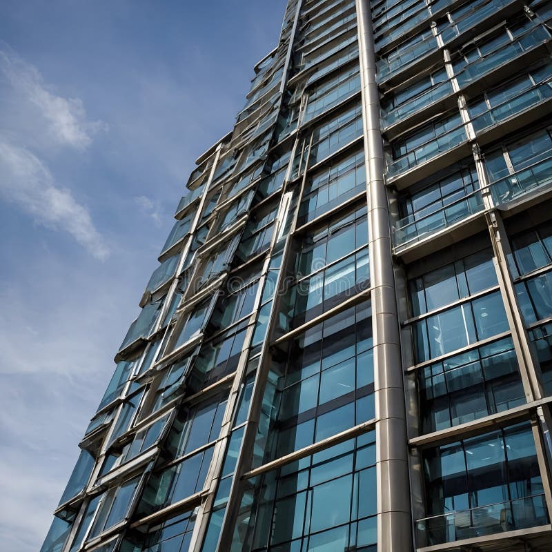 Modern Skyscraper with Sleek Diagonal Steel Structure and Sustainable ...