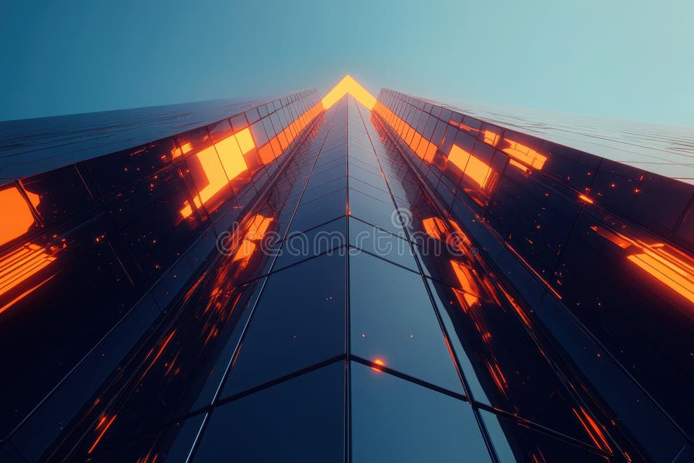 A Modern Skyscraper with a Triangular Shape and Reflective Glass Panels ...