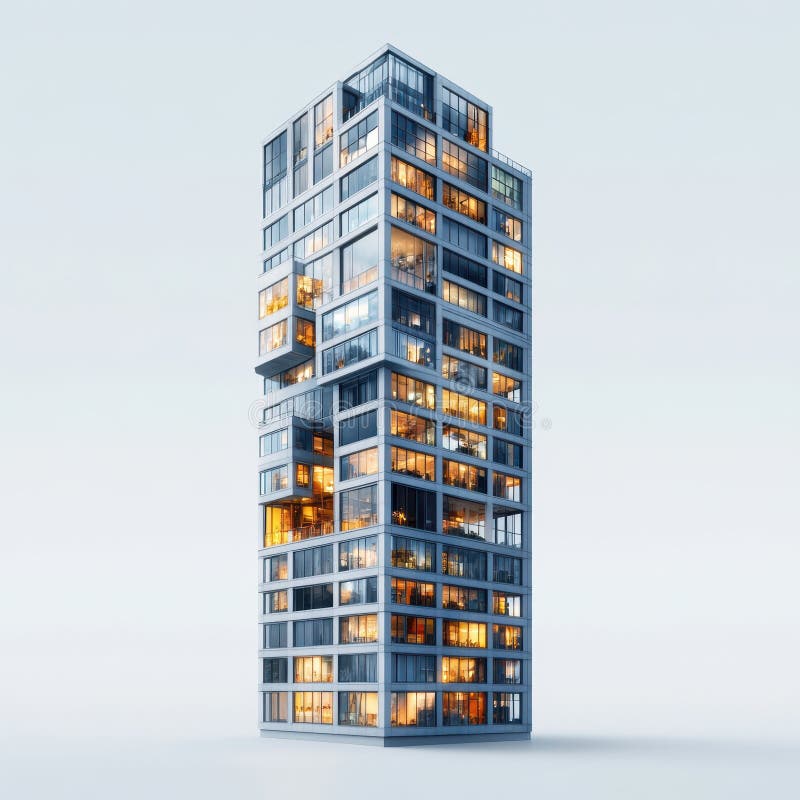 Modern Skyscraper with Square Windows Stock Image - Image of ...