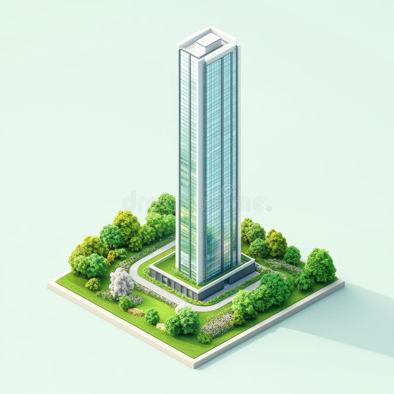 A Modern Skyscraper Surrounded by Greenery, Showcasing Urban ...