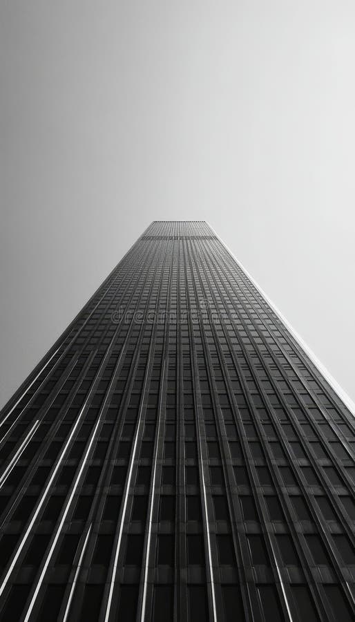 Modern Skyscraper Towering into a Clear Sky, with a Strong Perspective ...