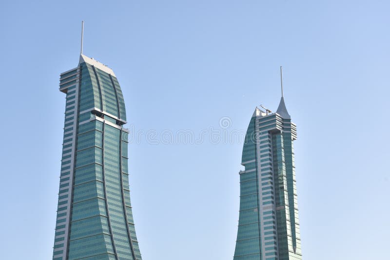 Modern Skyscraper Twin Towers in Manama, Bahrain Stock Photo - Image of ...