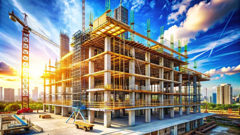 Modern Skyscraper Under Construction a Majestic Urban Development ...