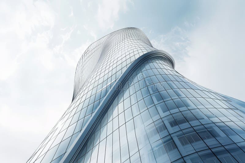 A Modern Skyscraper with Unique Glass Architecture Reaching into the ...