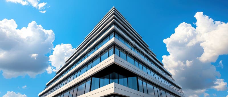 A Modern Skyscraper with a Unique Triangular Shape and Glass Facade ...