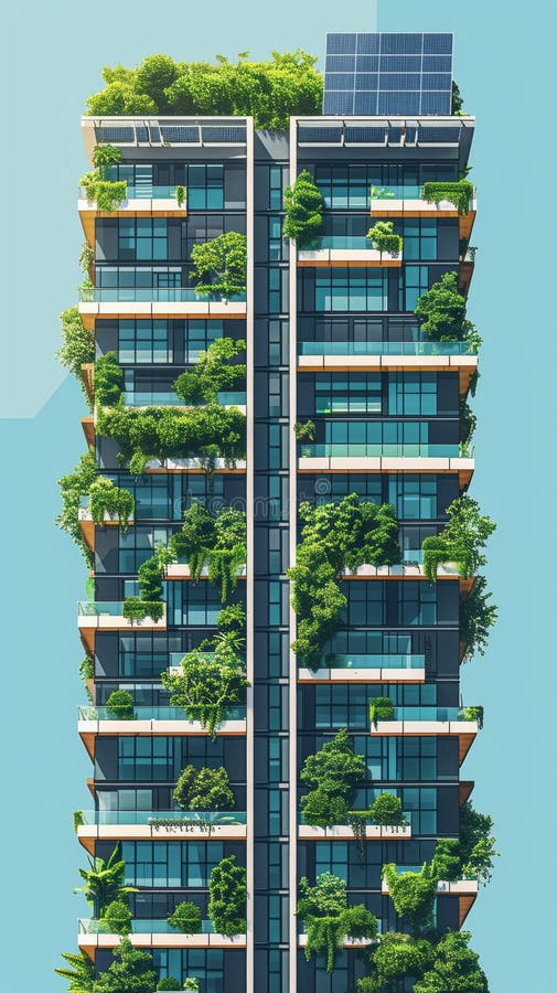 Modern Skyscraper with Vertical Greenery and Sustainable Design ...