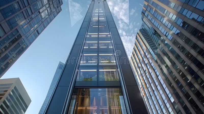 A Modern Skyscraper Viewed from Below, Showcasing Glass and ...