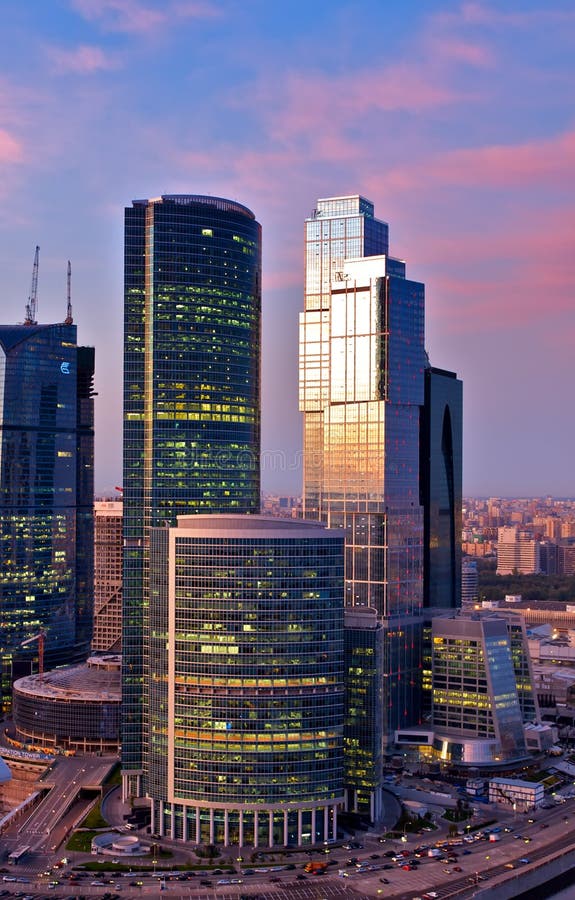 Modern Skyscrapers Above City Stock Photo - Image of night, glazing ...