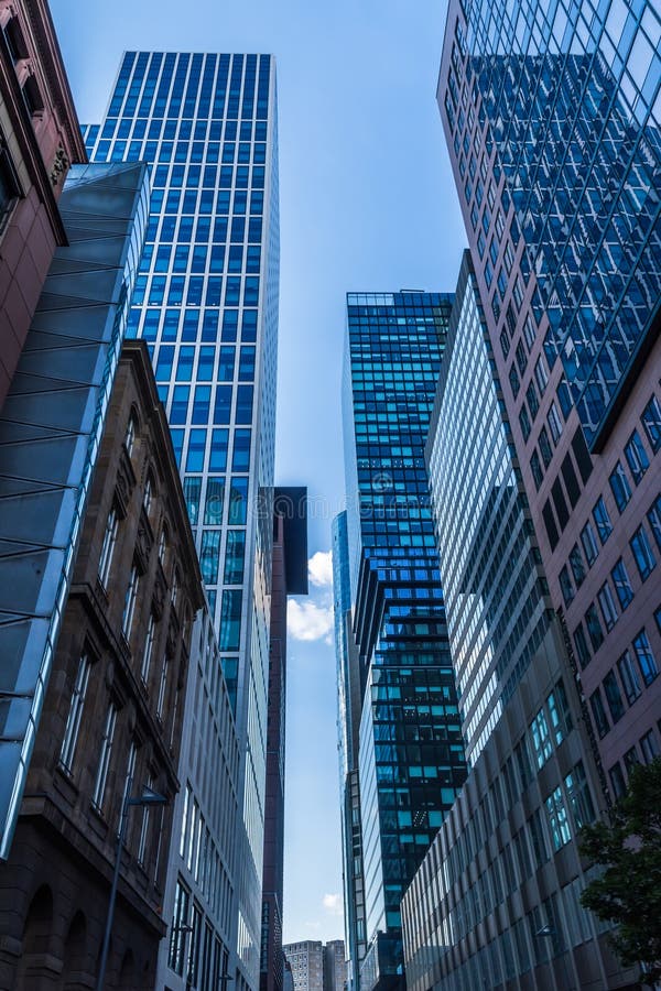 Modern Skyscrapers in a Financial District, Blue Colors Stock Photo ...