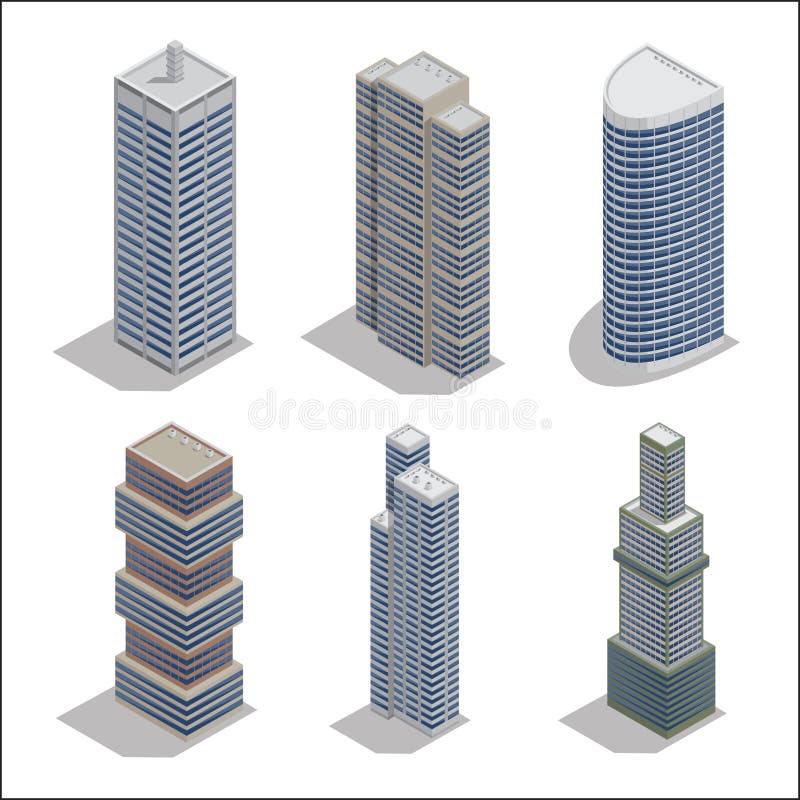 Modern Skyscrapers. Isometric Building Construction Stock Vector ...