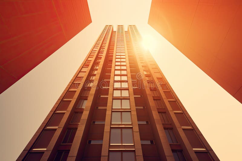 Modern Skyscrapers Top Bottom View Background. Stock Illustration ...