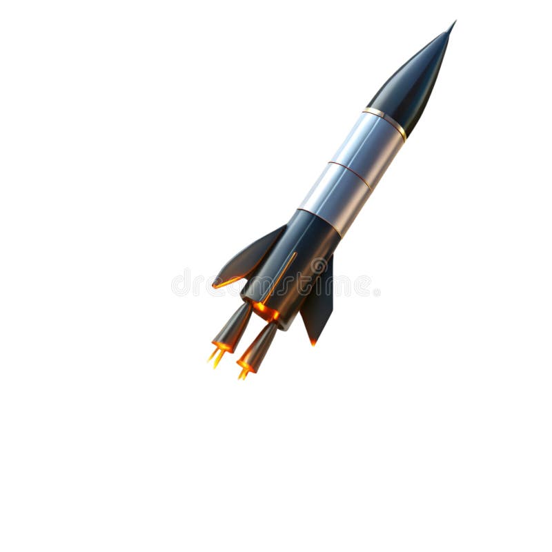 A Modern Sleek Black and Silver Rocket Ship Taking Off into Space on ...