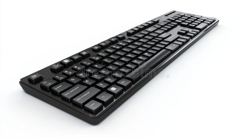 A Modern Sleek Black Wired Keyboard Designed for Desktop Computers it ...